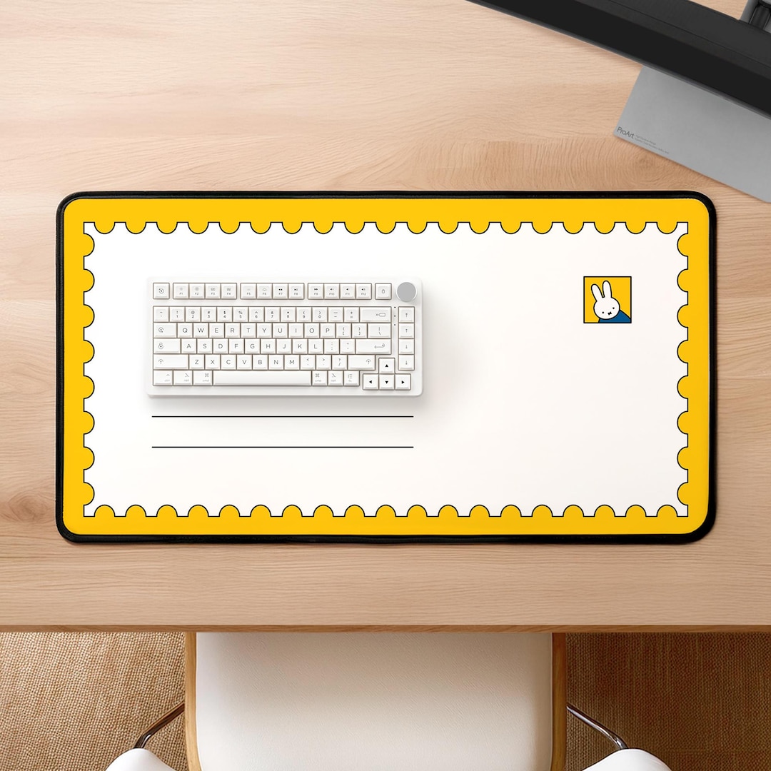 Miffy-inspired Postcard Desk Mat | Custom Illustrated Bunny Desk Mat ...