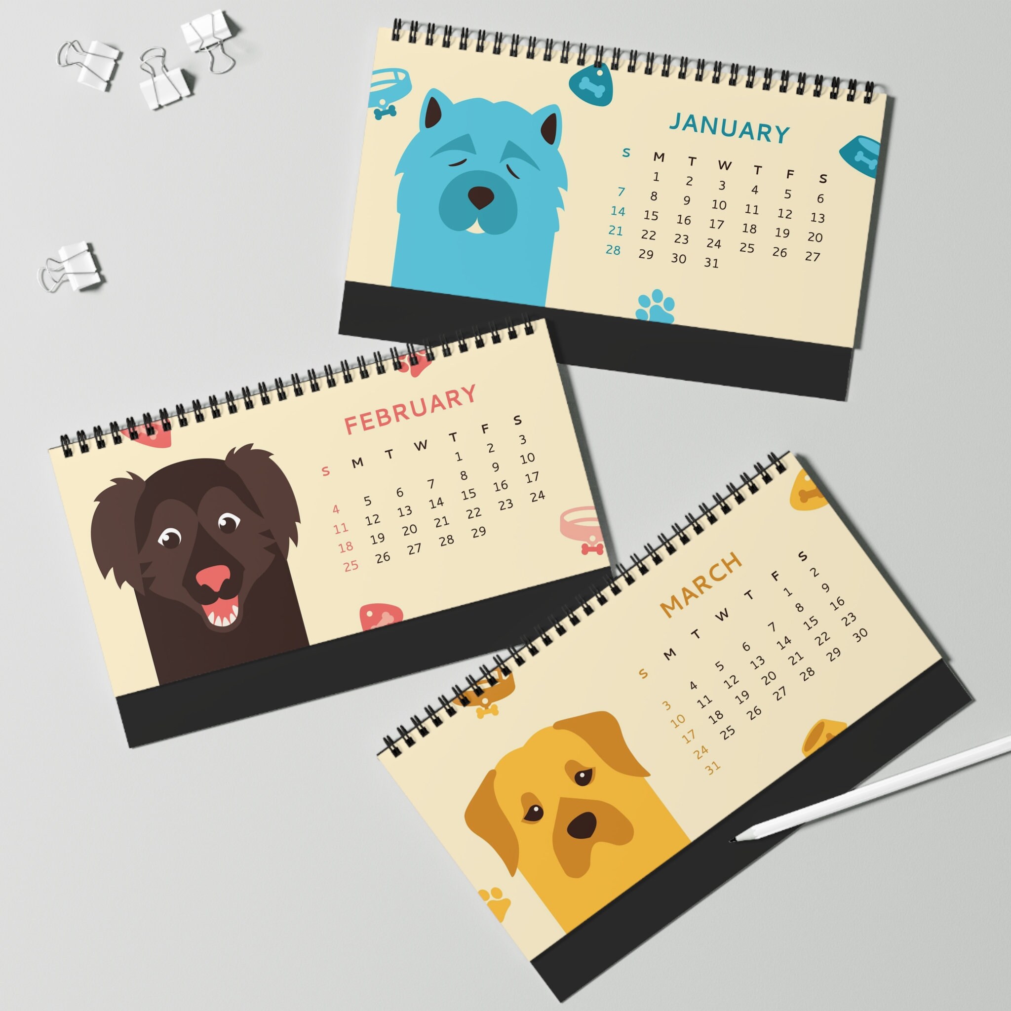 Canine Companions 2024 Calendar Dog Themed Desk Calendar Cute Dog ...