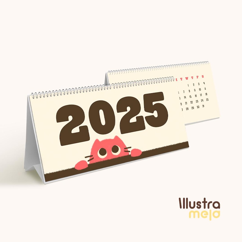 2025 Minimalist Cat Desktop Calendar, Messy Hand-drawn Kitty Monthly ...