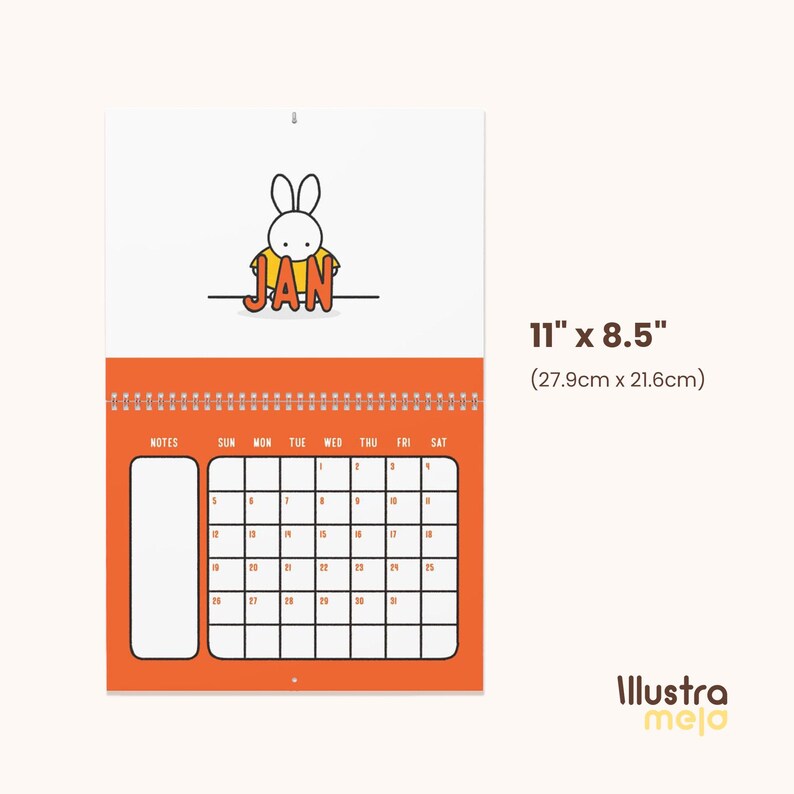 Cute Rabbit 2025 Wall Calendar | Miffy Inspired Fan Art, Minimalist ...