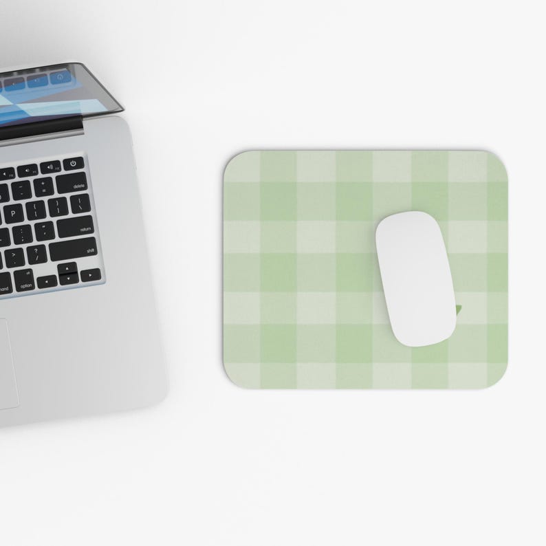 Sage Green Mouse Pad, Checkered Plaid Tartan Grid Mouse Pad, Rectangle ...