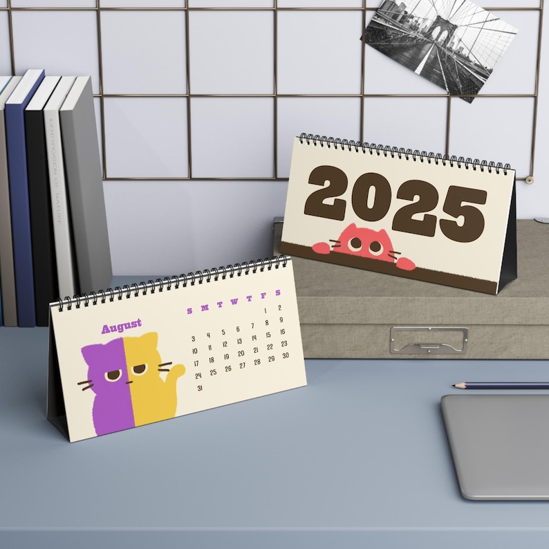 2025 Minimalist Cat Desktop Calendar, Messy Hand-drawn Kitty Monthly ...