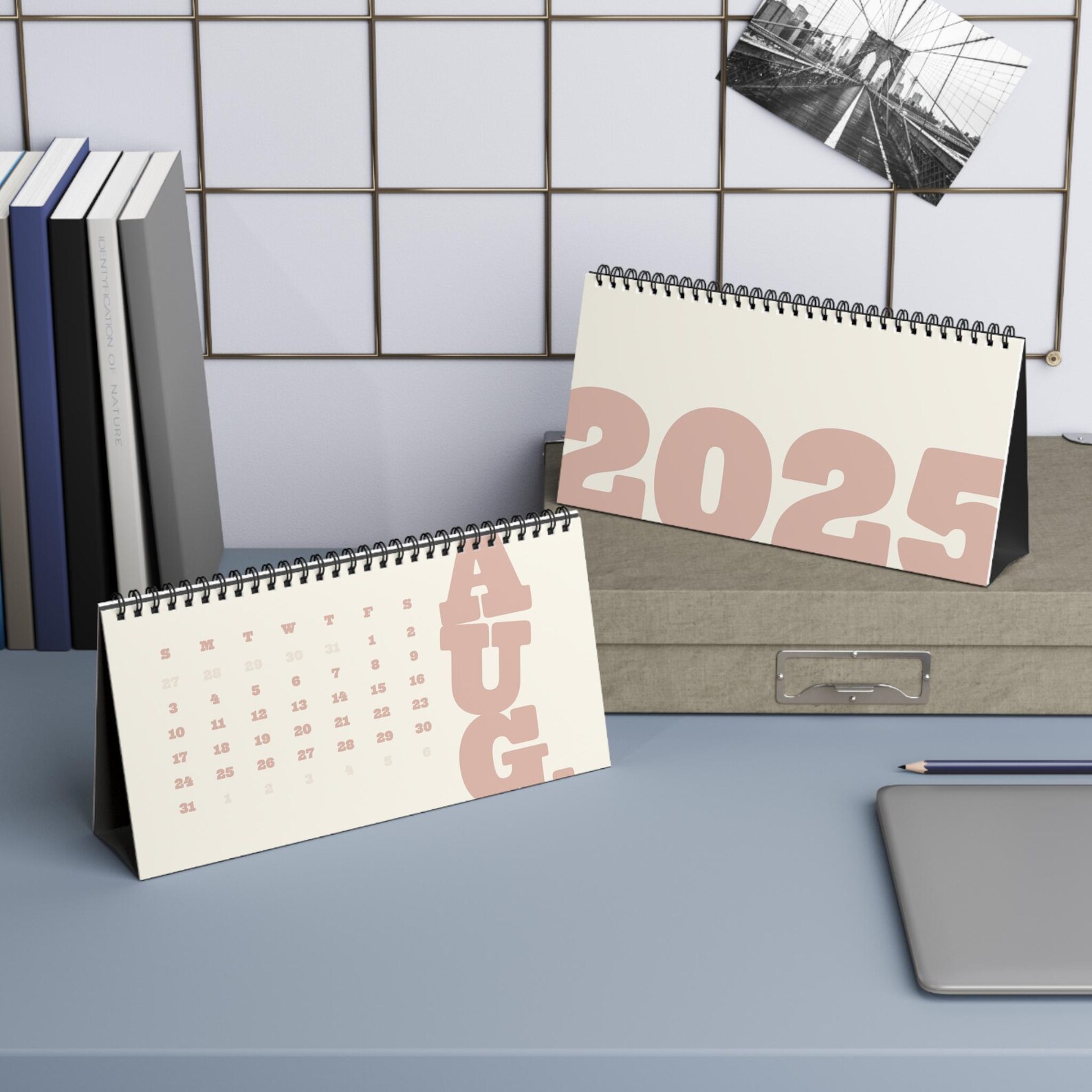 2025 Minimalist Desk Calendar | Simple Pink, Aesthetic Monthly Calendar ...