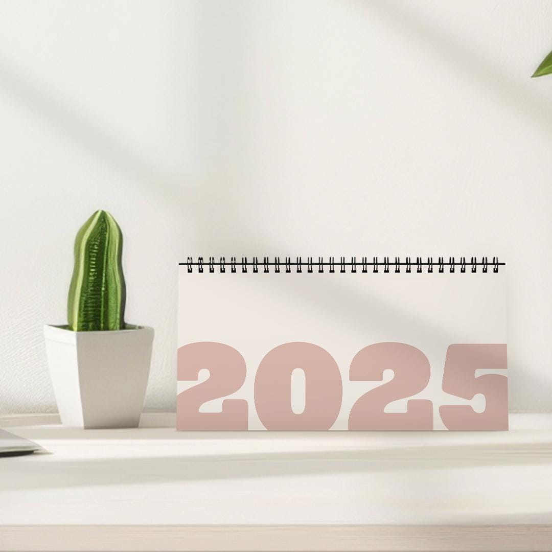 2025 Minimalist Desk Calendar | Simple Pink, Aesthetic Monthly Calendar ...
