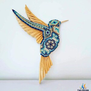 Wooden Hummingbird Decorated With Beads, Huichol Art, Wooden ...