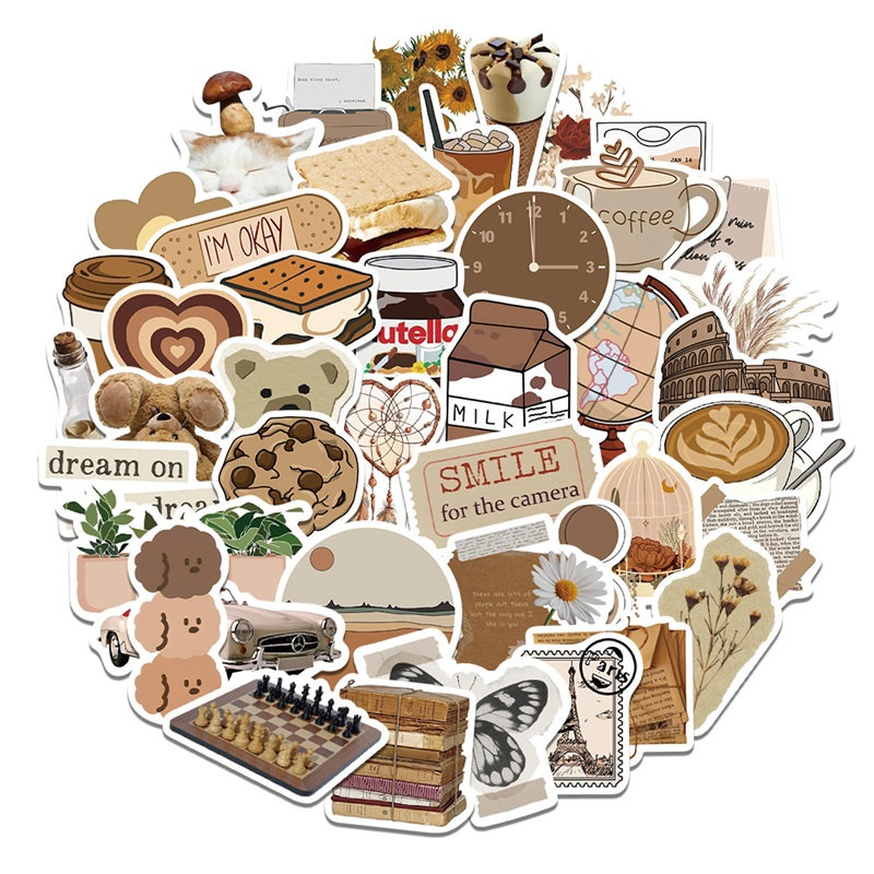 10/30/60PCS Vintage Brown Sticker Aesthetic PVC Laptop - Etsy
