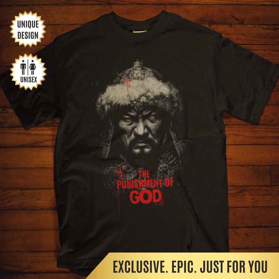 Genghis Khan T-shirt the Punishment of God, Mongol Warlord Tee Gothic ...