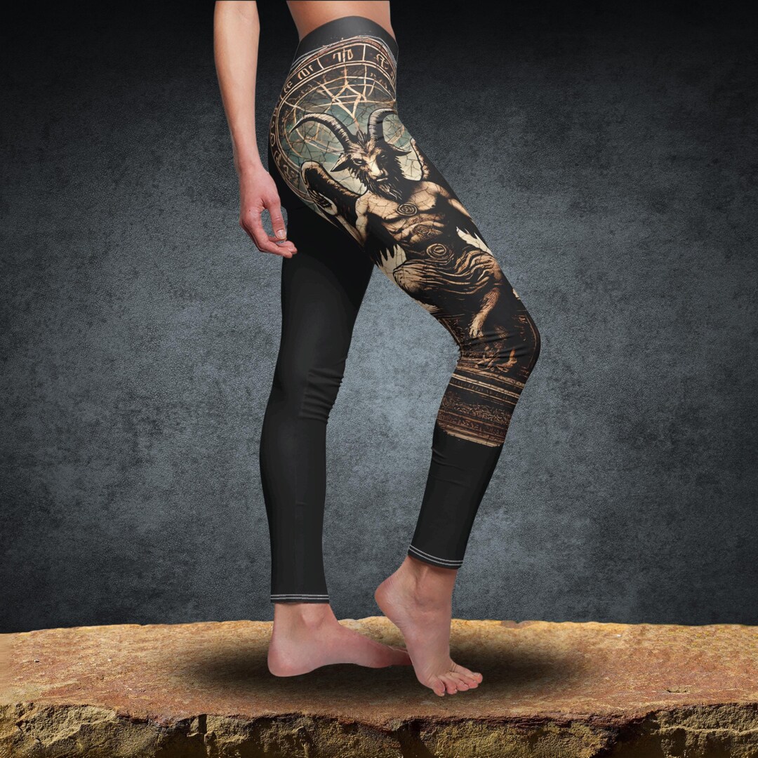 Baphomet Leggings Gothic Style Gift for Her, Occult Witchy Casual Pants ...