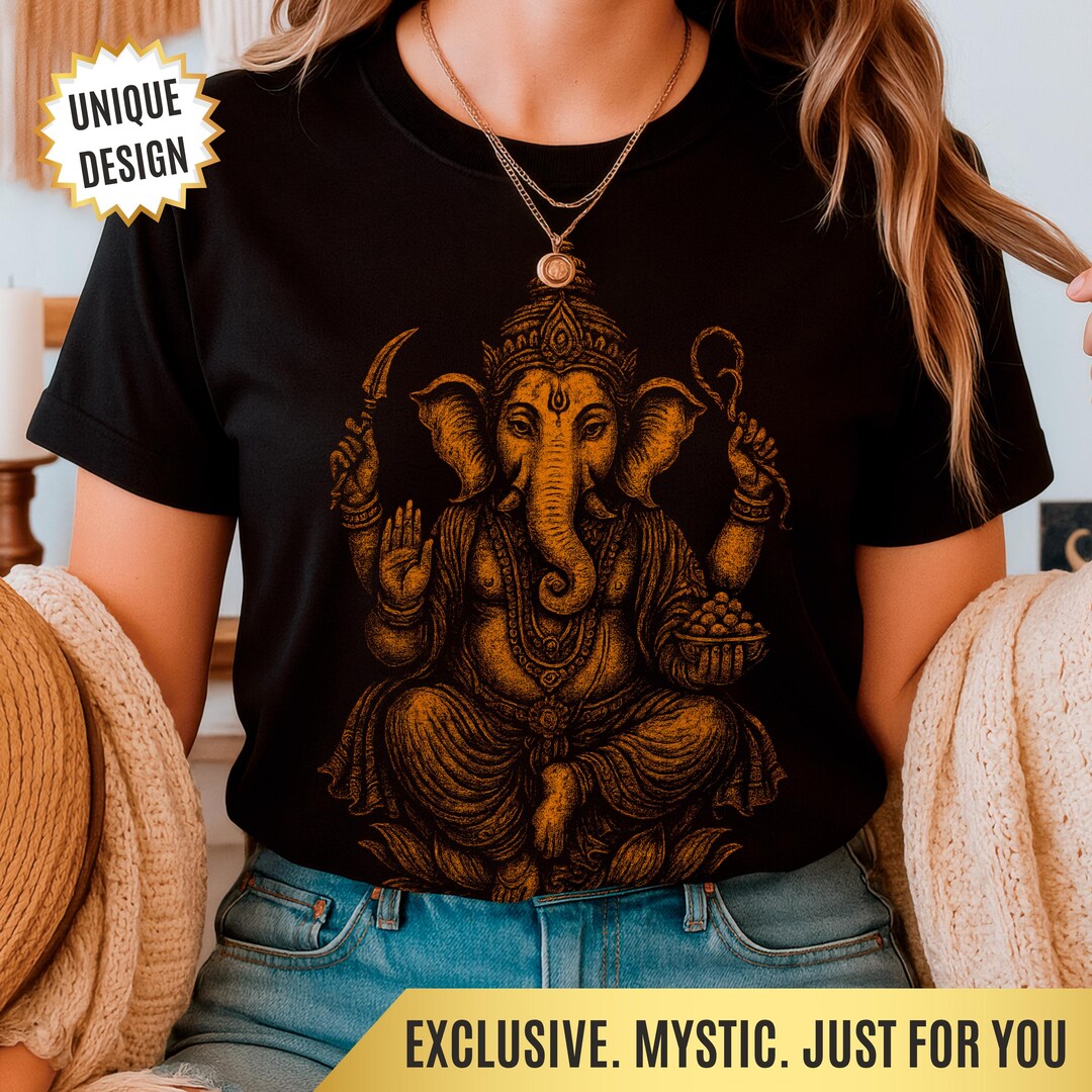 Ganesha T-shirt, Hindu Elephant God Tee, Lord Ganesh Shirt for Yoga ...