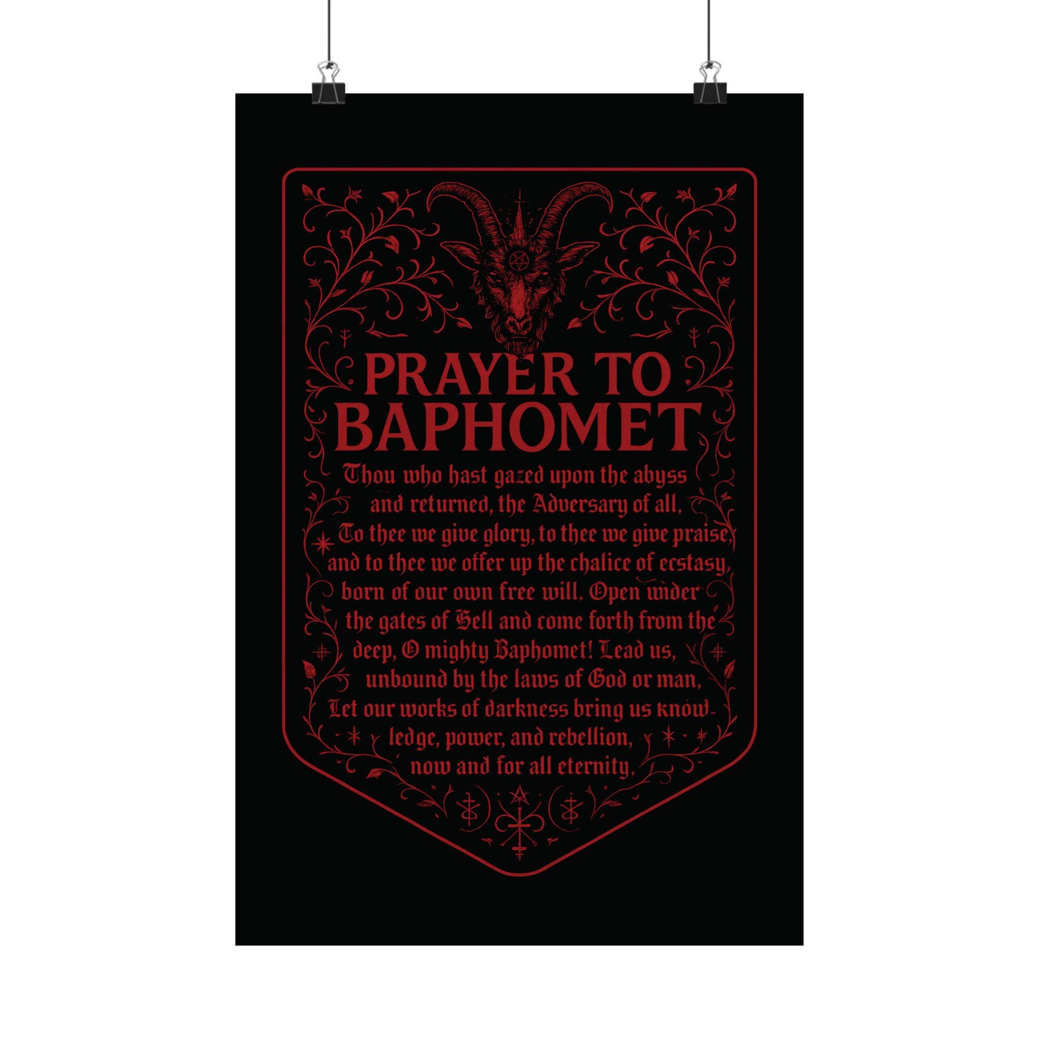 Prayer to Baphomet Vertical Poster Witchy Wall Hanging Occult Wall Art ...