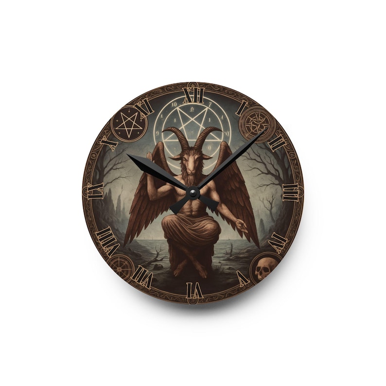 Baphomet Wall Clock Gothic Home Decor Occult Satanic Clock | Gothic ...