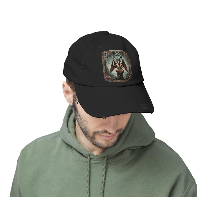 Baphomet Cap, Satanic Hat, Occult Goth Cap Fashion Sabbatic Goat ...