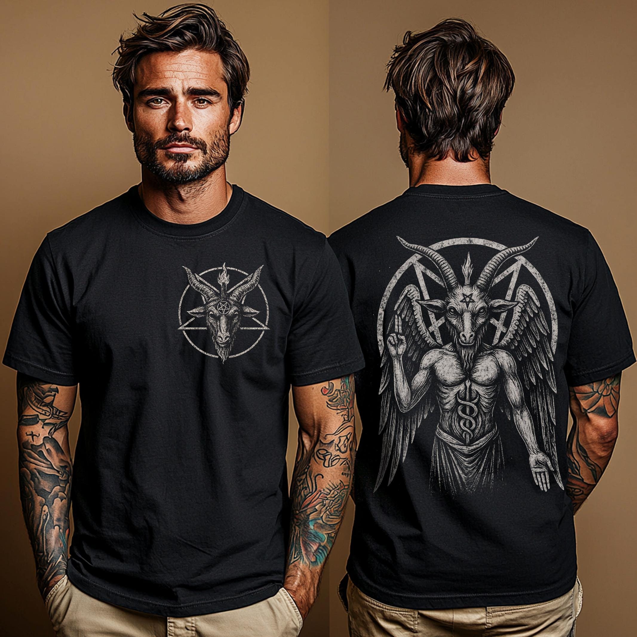 Baphomet Goat Satanic T-shirt Gothic Gift, Occult Pentagram Design ...