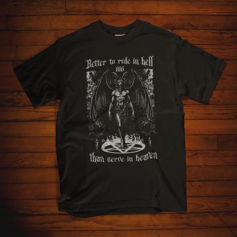 Baphomet Gothic Shirt, John Milton Quote Tee, Occult Symbol Shirt ...