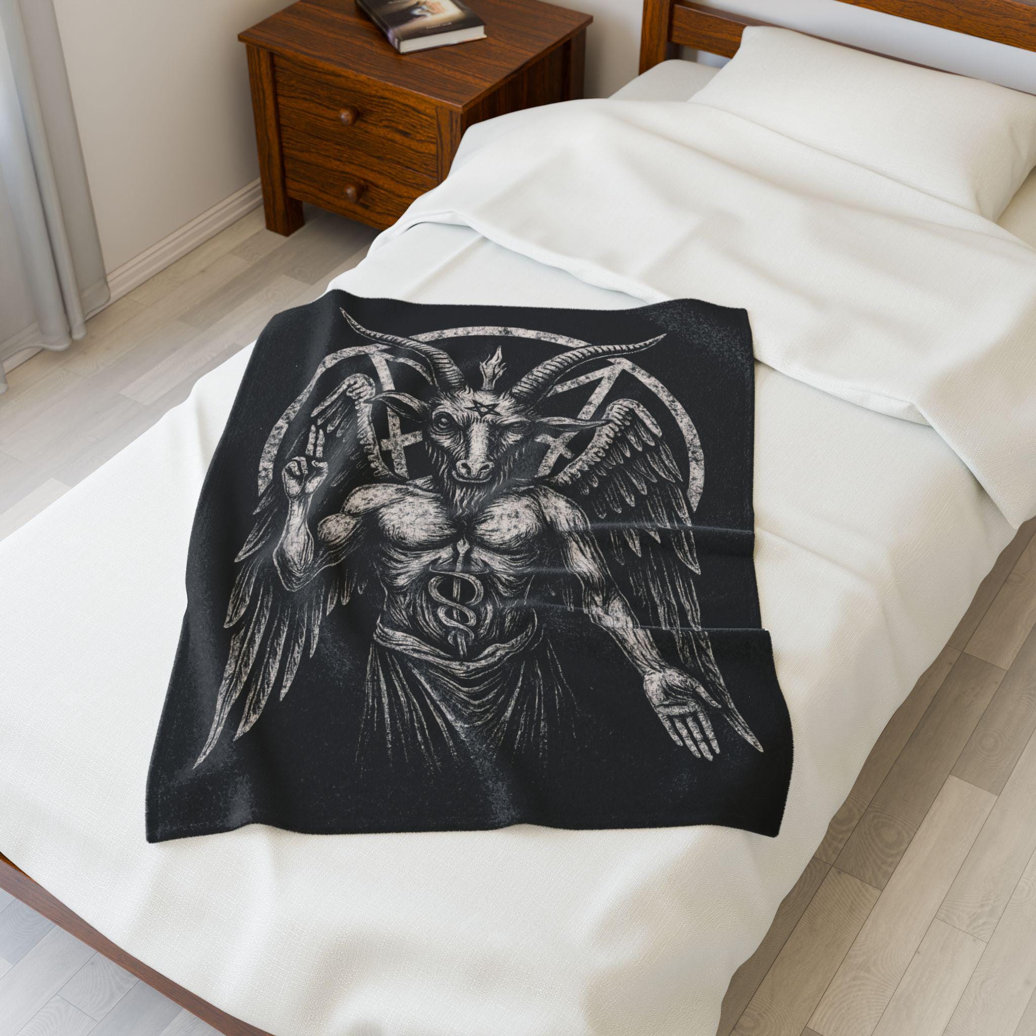Baphomet Blanket: Satanic Velveteen Plush Throw With Occult Pentagram ...