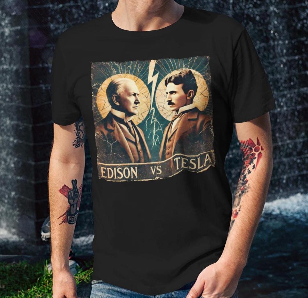 Thomas Edison Vs Nikola Tesla T-shirt Gift for Science Lovers Vintage ...