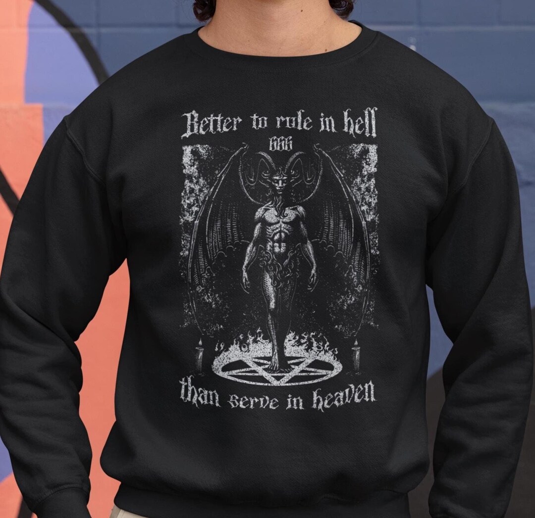 Baphomet Gothic Sweatshirt, John Milton Quote, Occult Symbol Jumper ...