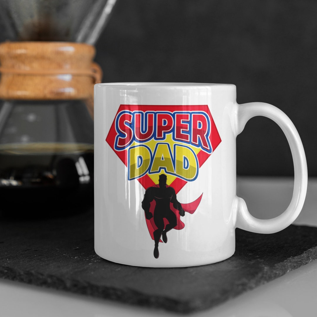 Super Dad Superhero Father's Day Gift Ceramic Mug 11oz Funny Logo Comic ...