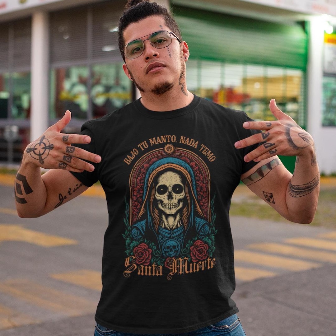 Santa Muerte Shirt, Holy Death T-shirt, Mexican Folk Art Skeleton Shirt ...