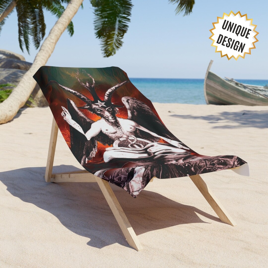 Baphomet Beach Towel Gothic Gift Idea, Sabbatic Goat Towel, Satanic ...