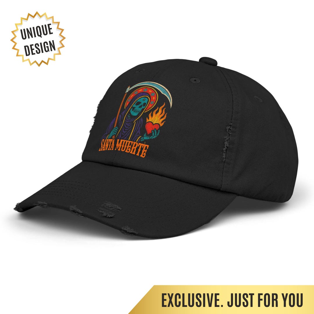 Santa Muerte Cap Mexican Folk Saint Hat, Grim Reaper Baseball Cap, Dark ...