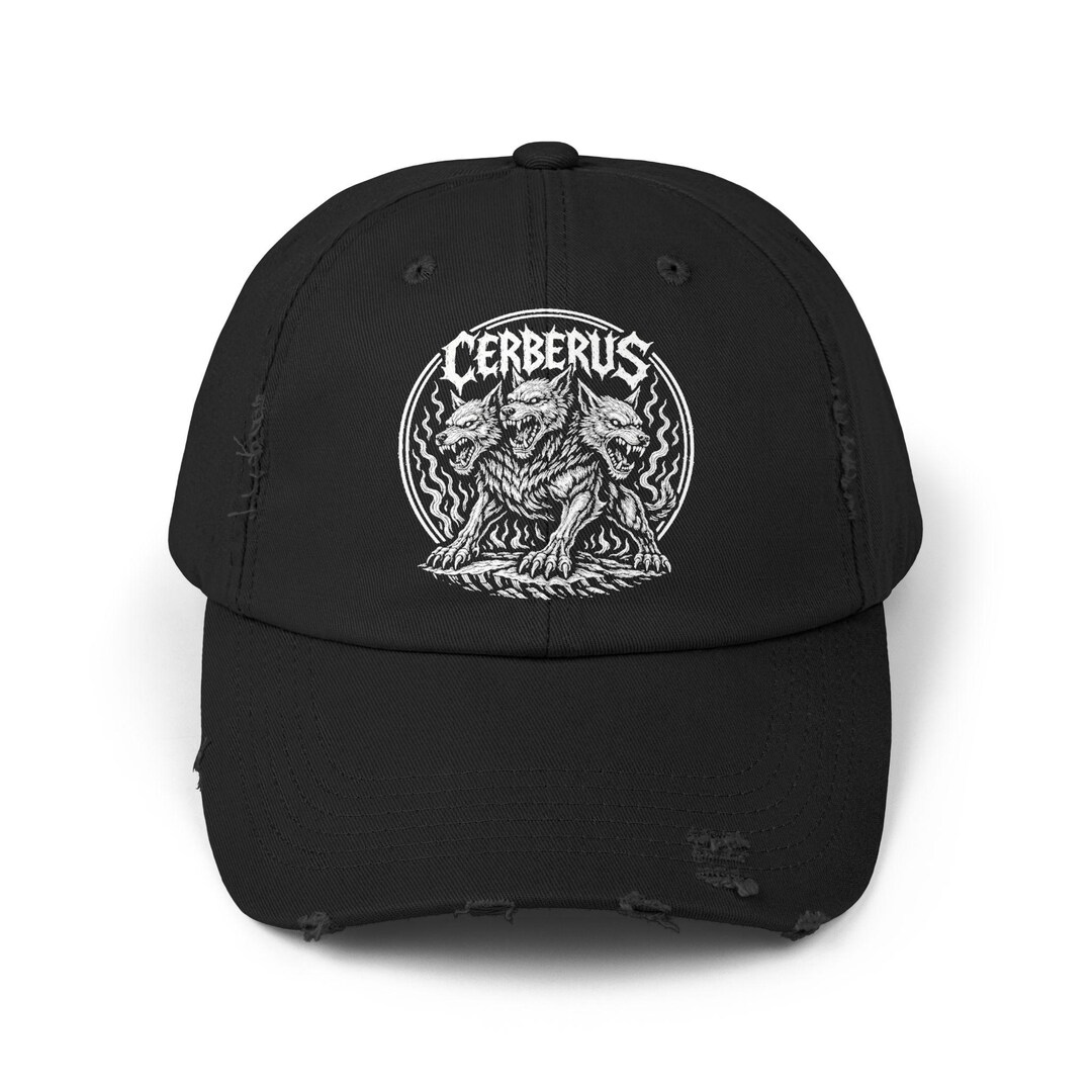 Cerberus Cap: Three-headed Hellhound Distressed Hat, Greek Mythology ...