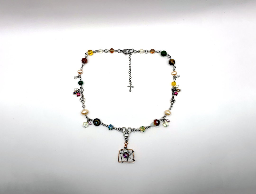 Cornucopia Necklace Fall Stainless Steel Beaded Choker Y2k Alt ...