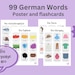 German Vocabulary Flashcards: 99 Starter Words (PDF) - Etsy