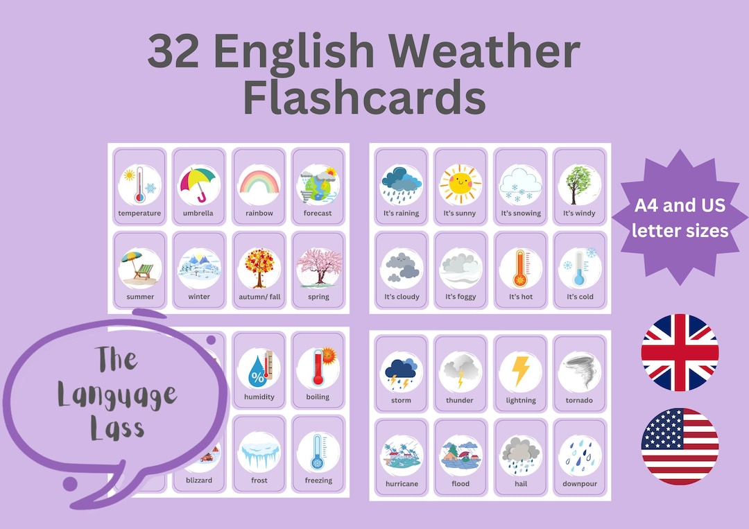 32 English Weather Flashcards | TEFL Printable Flashcards | Learn ...