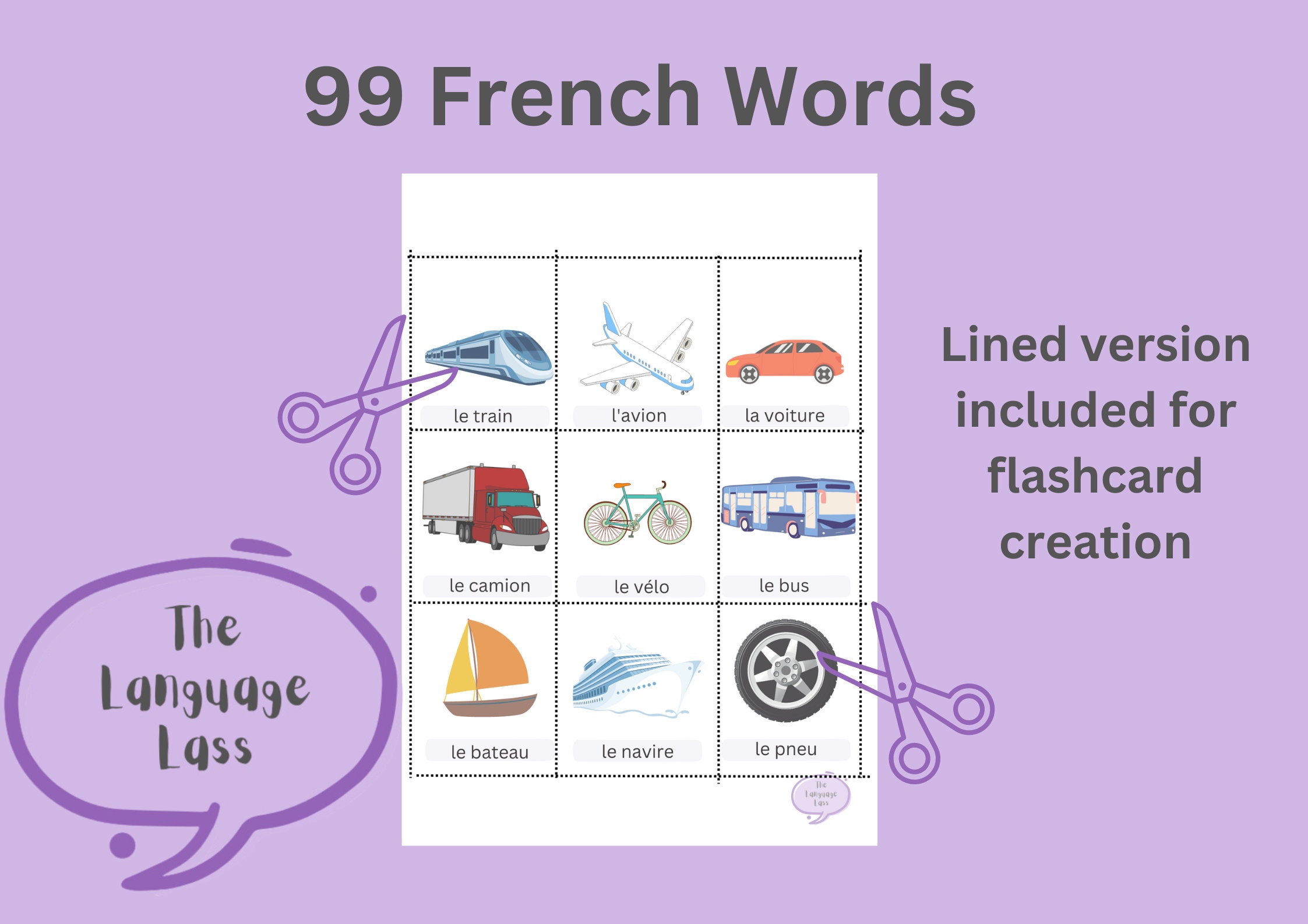 99 French Words | French Vocabulary | French Flashcards - Etsy