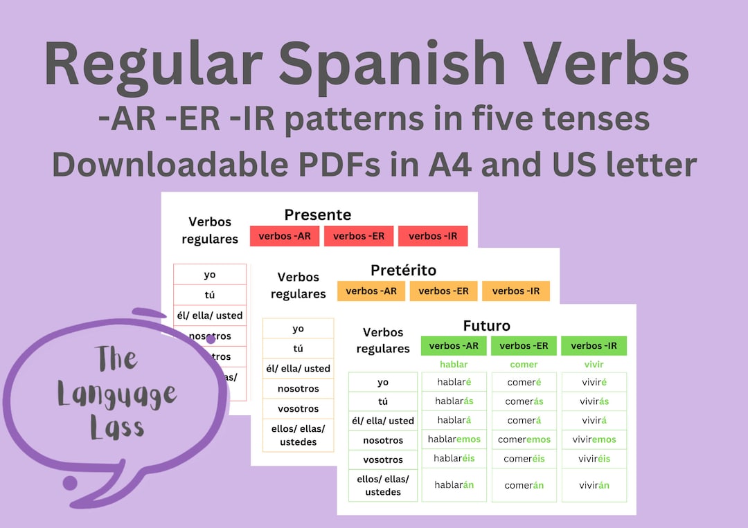 Spanish Regular Verbs Conjugation Tables | Learn Spanish Verbs ...