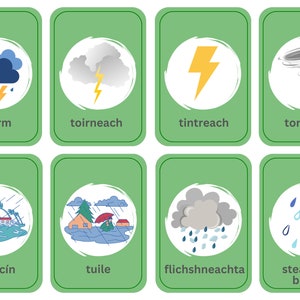 32 Irish Gaelic Weather Flashcards | Irish Flashcards | Irish Gaelic ...