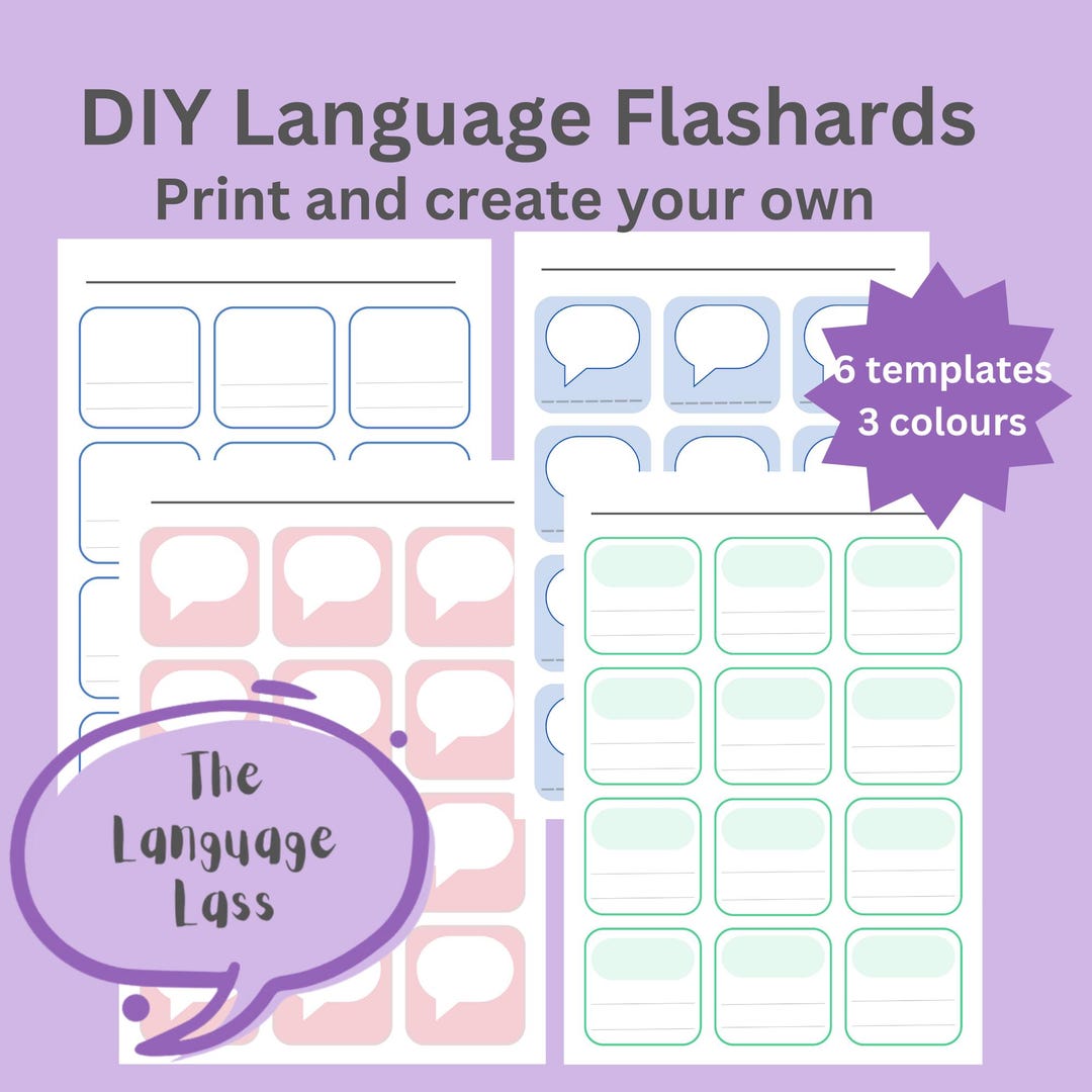Customizable Language Flash Cards | DIY Flashcards for Language ...