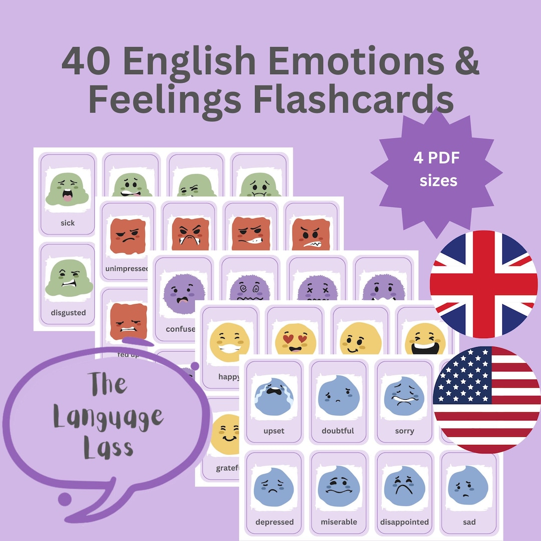 40 Flashcards de Emociones / Flashcards de Sentimientos / - Etsy España