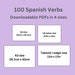 100 Spanish Verbs Flashcards | Printable Spanish Vocabulary | Learn ...