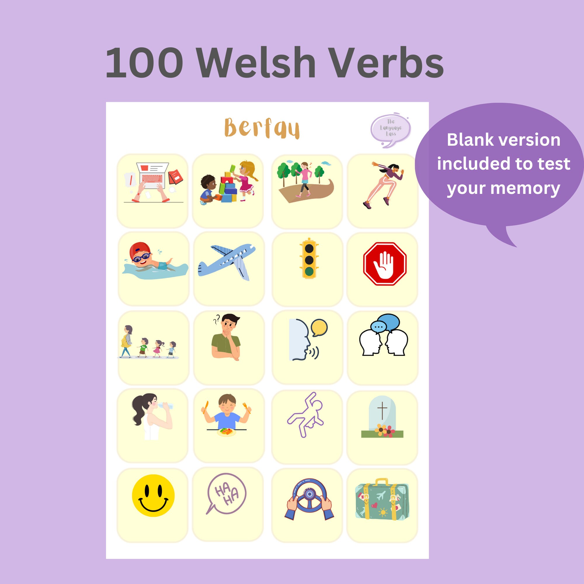 100 Welsh Verbs Flashcards | Learn Welsh Vocabulary | Printable Welsh ...