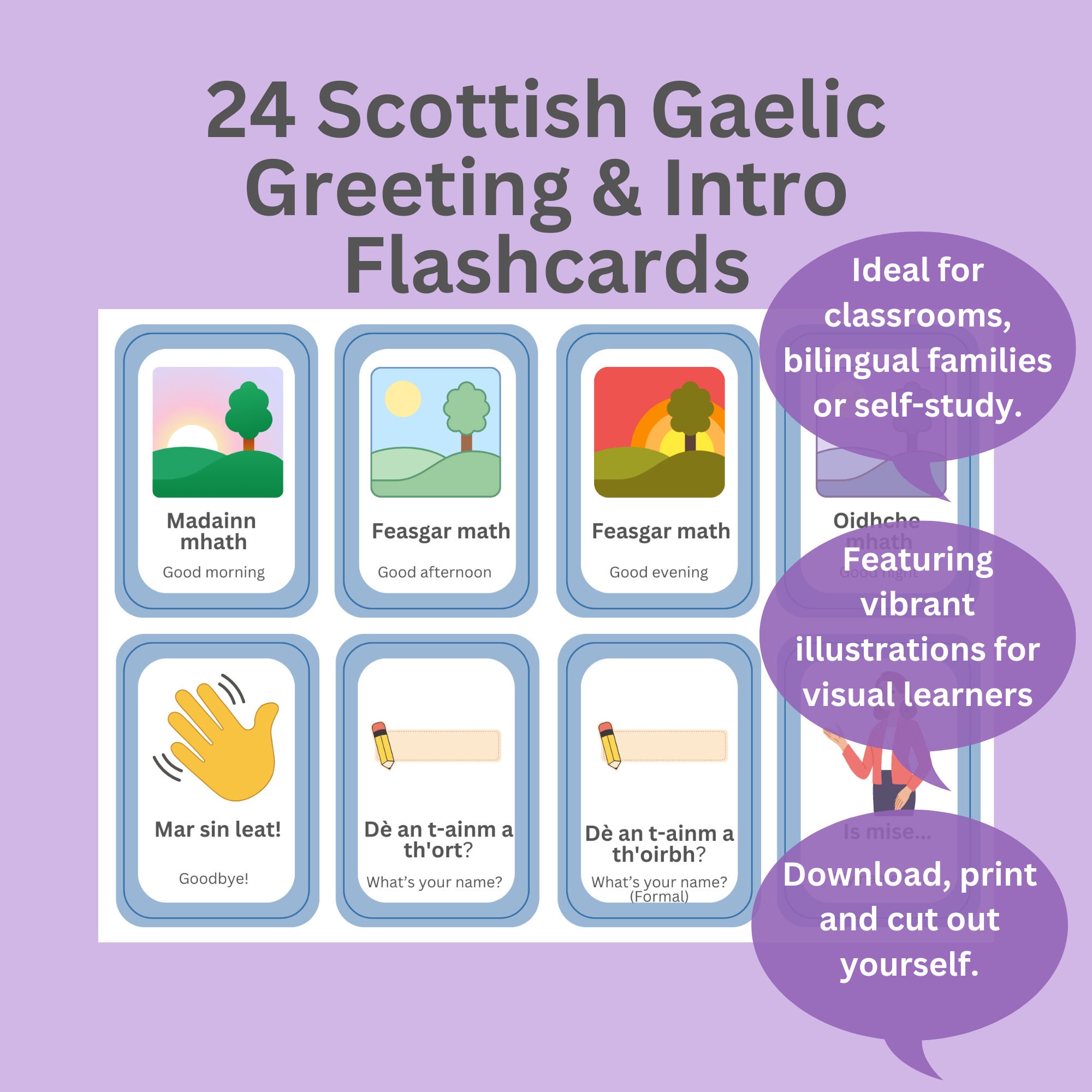 Scottish Gaelic Greetings Flashcards: Learn Vocabulary (PDF Download ...