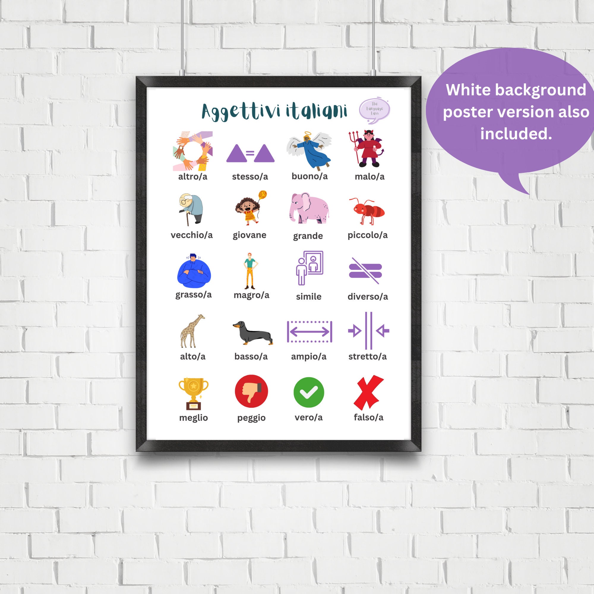 100 Italian Adjectives Italian Vocabulary Italian Flashcards - Etsy