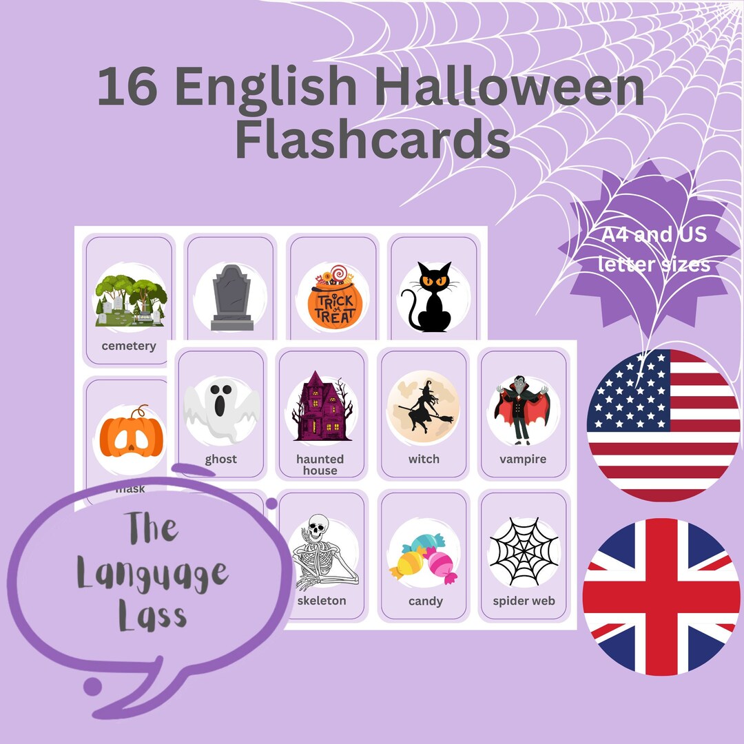 16 English Halloween Flashcards | Halloween Vocabulary | Fun Learning ...