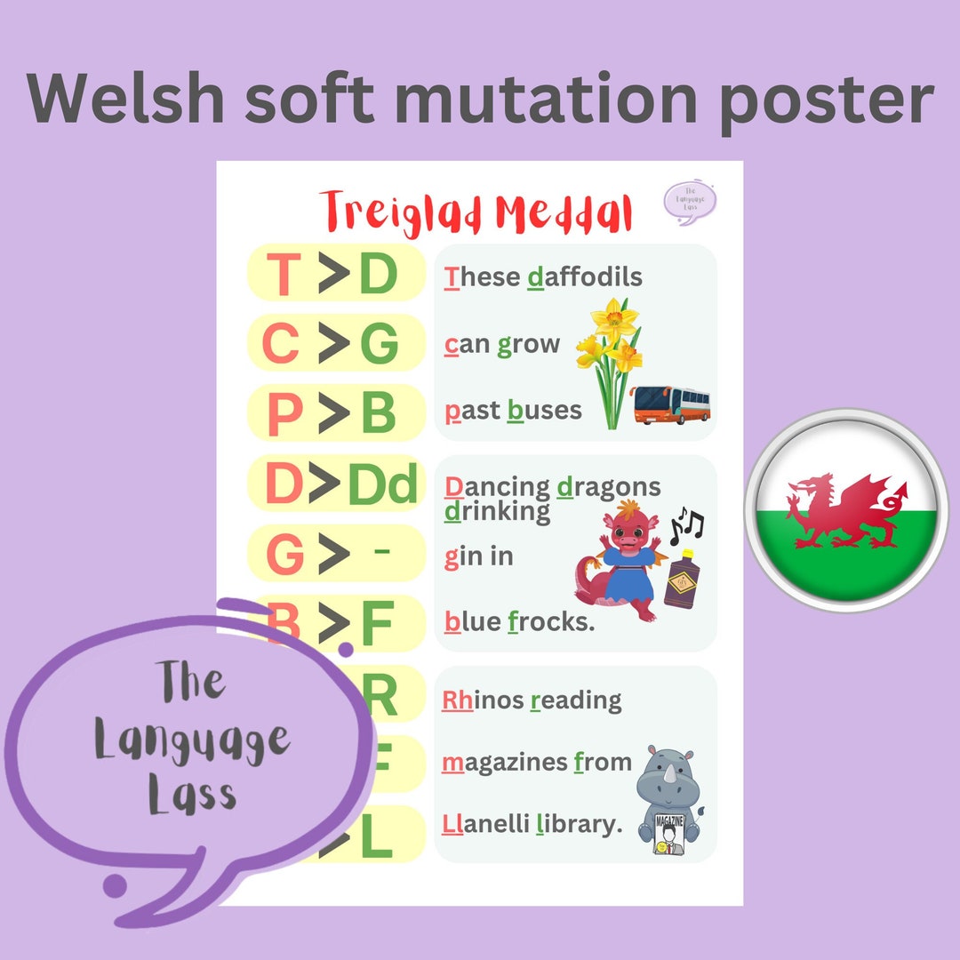 Welsh Soft Mutation Poster | Treiglad Meddal Chart | Learn Welsh ...