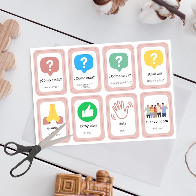 24 Spanish Greeting Flashcards | Printable Spanish Flashcards | Learn ...