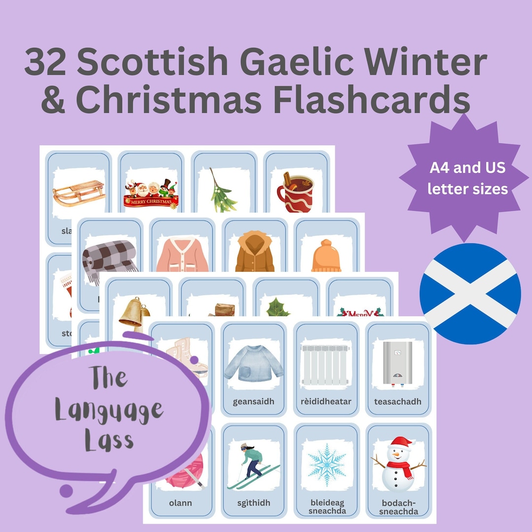 32 Scottish Gaelic Winter and Christmas Flashcards Gaelic - Etsy UK
