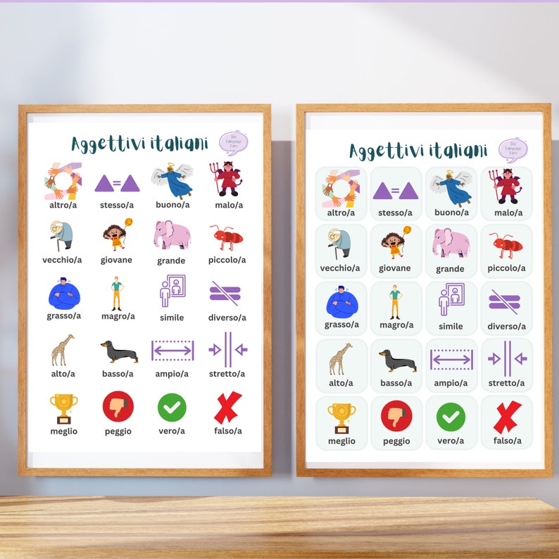 100 tarjetas didácticas de adjetivos italianos / Tarjetas para aumentar ...