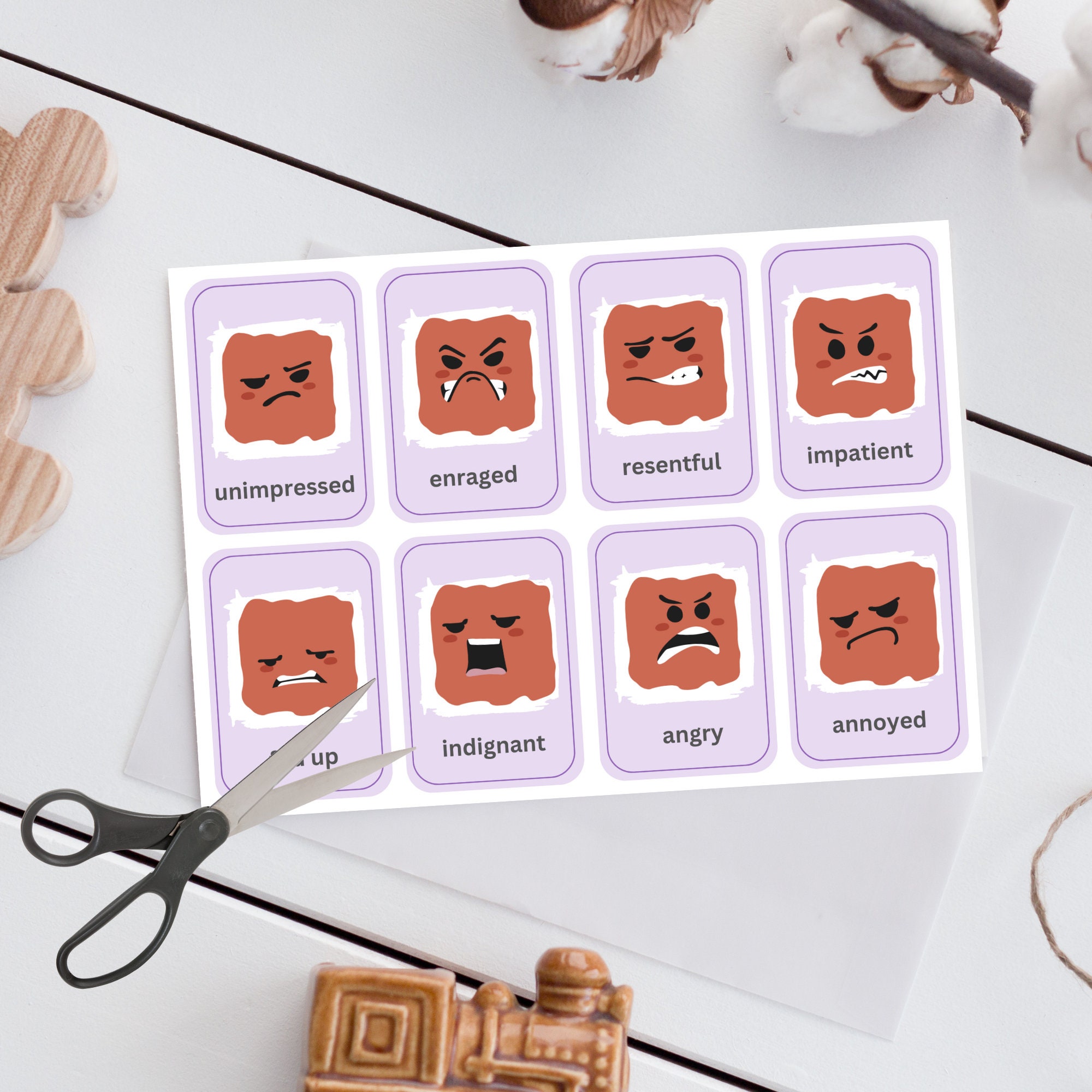 40 Emotions Flashcards Feelings Flashcards Teaching Emotions - Etsy
