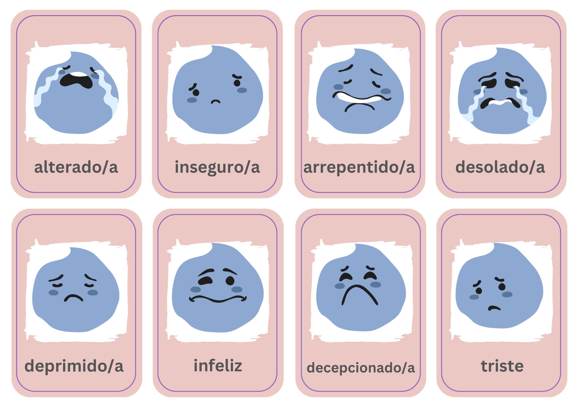 40 Spanish Emotions Flashcards Spanish Flashcards Learn Spanish - Etsy