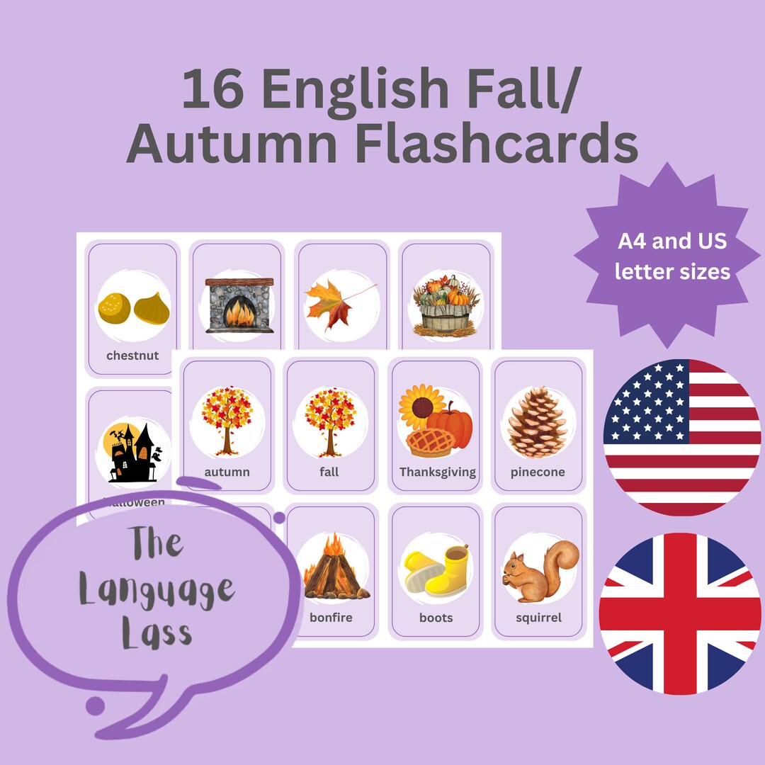 16 Fall Flashcards Autumn Flashcards Classroom Flashcards - Etsy