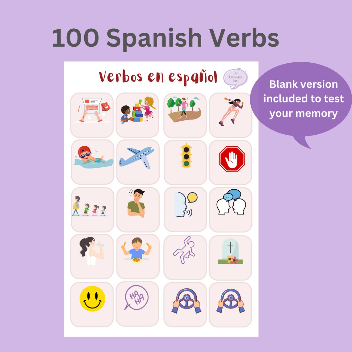 100 Spanish Verbs Flashcards | Printable Spanish Vocabulary | Learn ...
