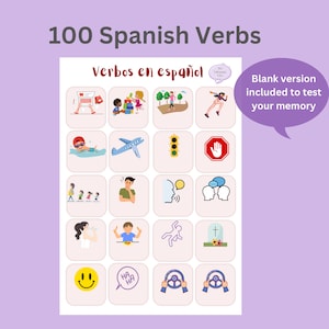 100 Spanish Verbs Flashcards | Printable Spanish Vocabulary | Learn ...
