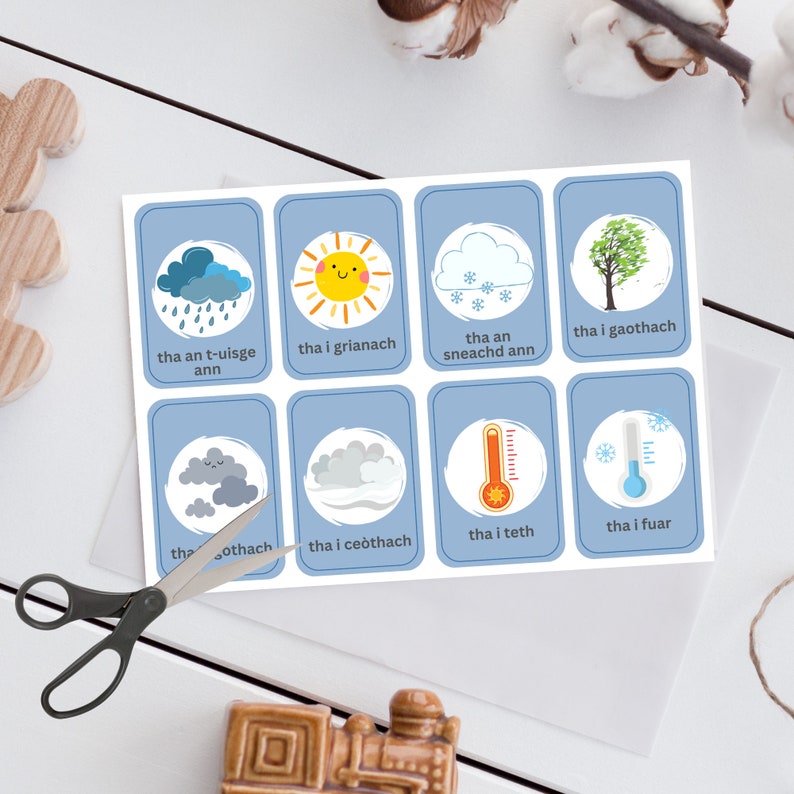 32 Scottish Gaelic Weather Flashcards | Learn Gàidhlig | Printable ...
