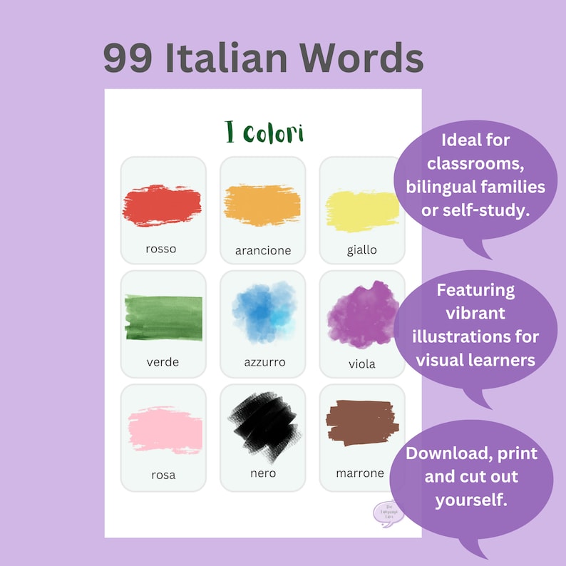 99 Italian Words Italian Vocabulary Italian Flashcards - Etsy